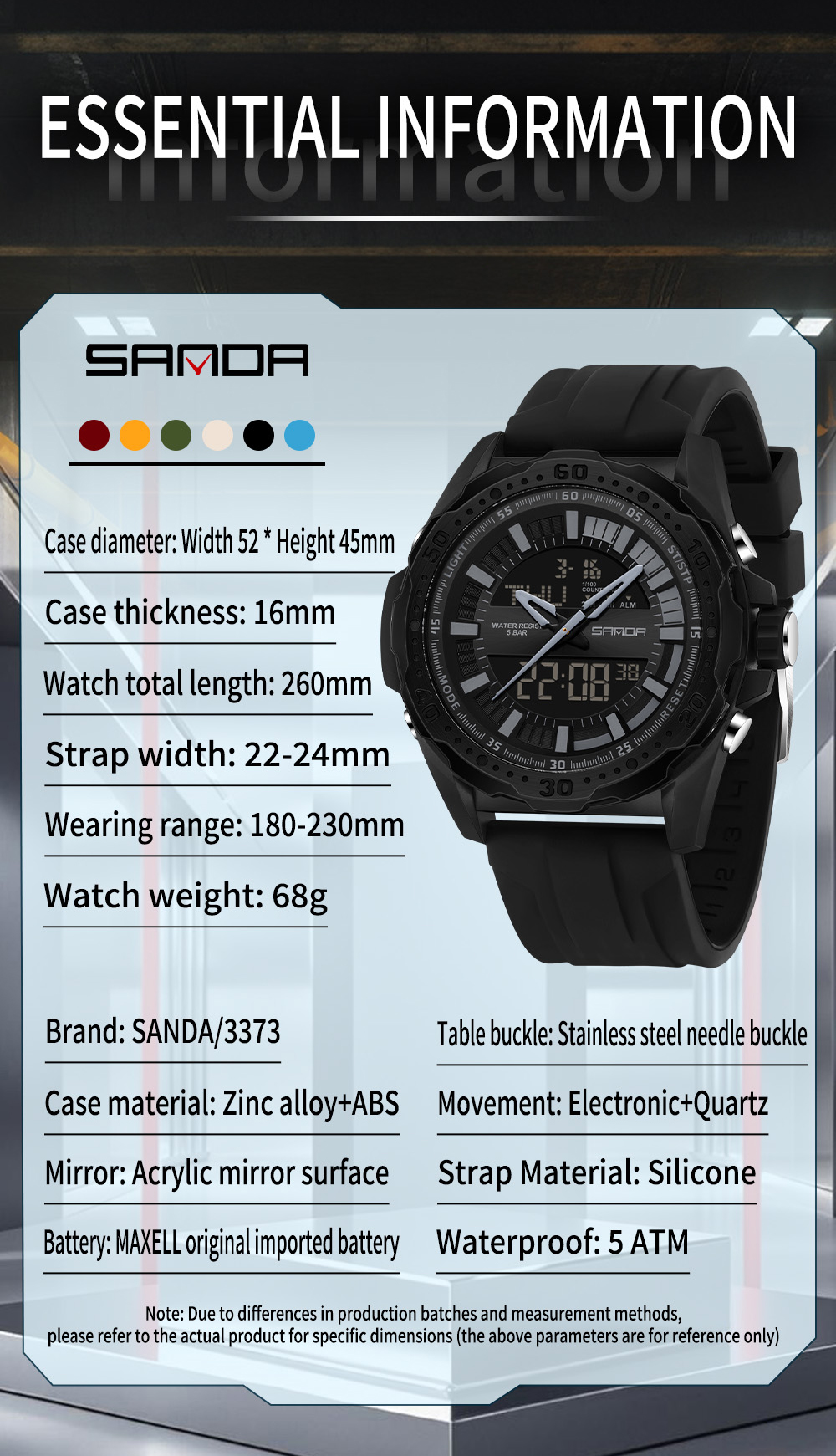SANDA New 3373 Student Electronic Watch Timing Alarm Clock Sports ...