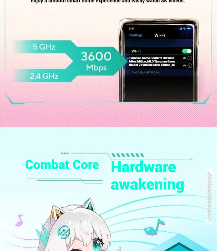 ASUS Tianxuan Game Routing 2 Hatsune Miku Future WiFi7 Router E-sports ...
