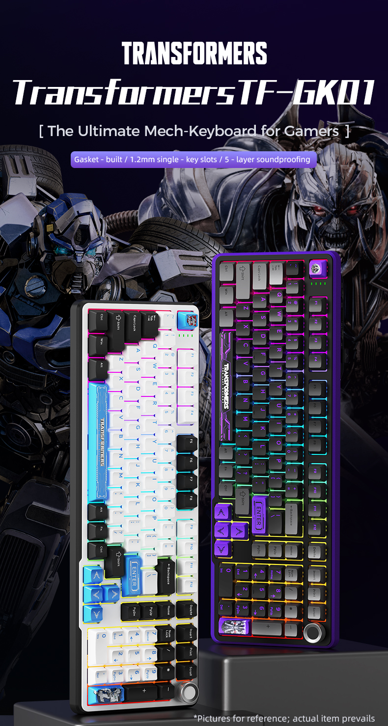 Transformers GK01 Mechanical Keyboard Hot-Swappable 101 Keys Tri-Mode ...