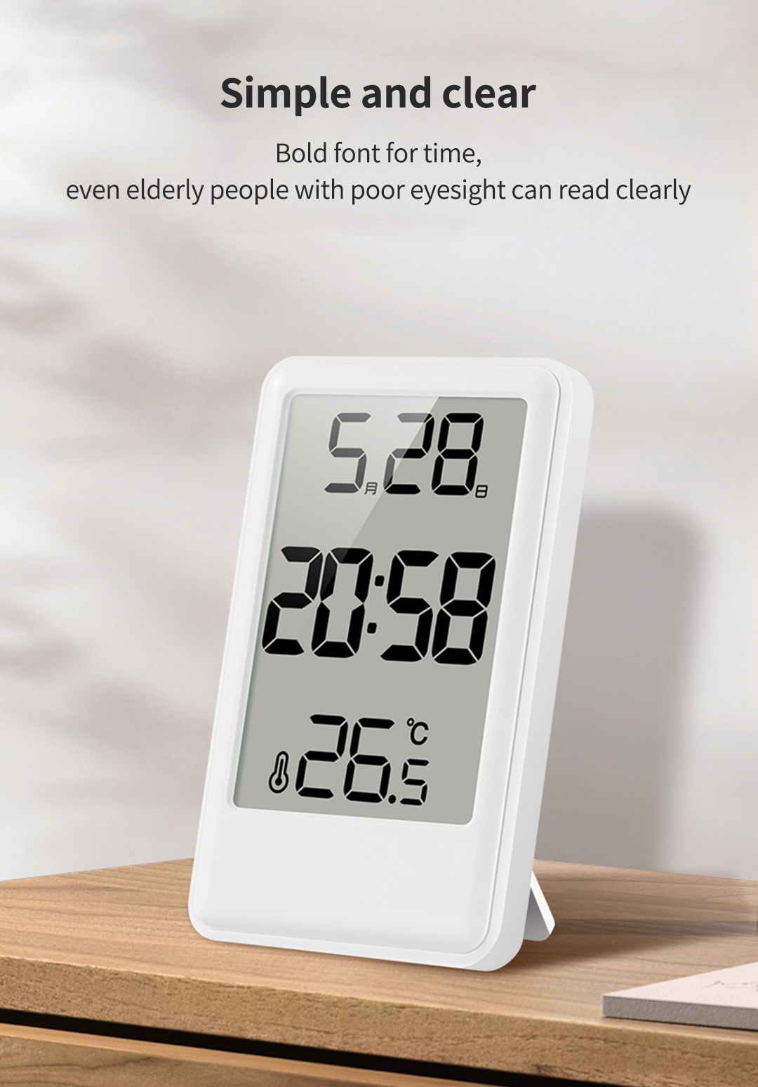 HENGXIANG Large Display Vertical Clock 9032TD Magnetic Wall Mount ...