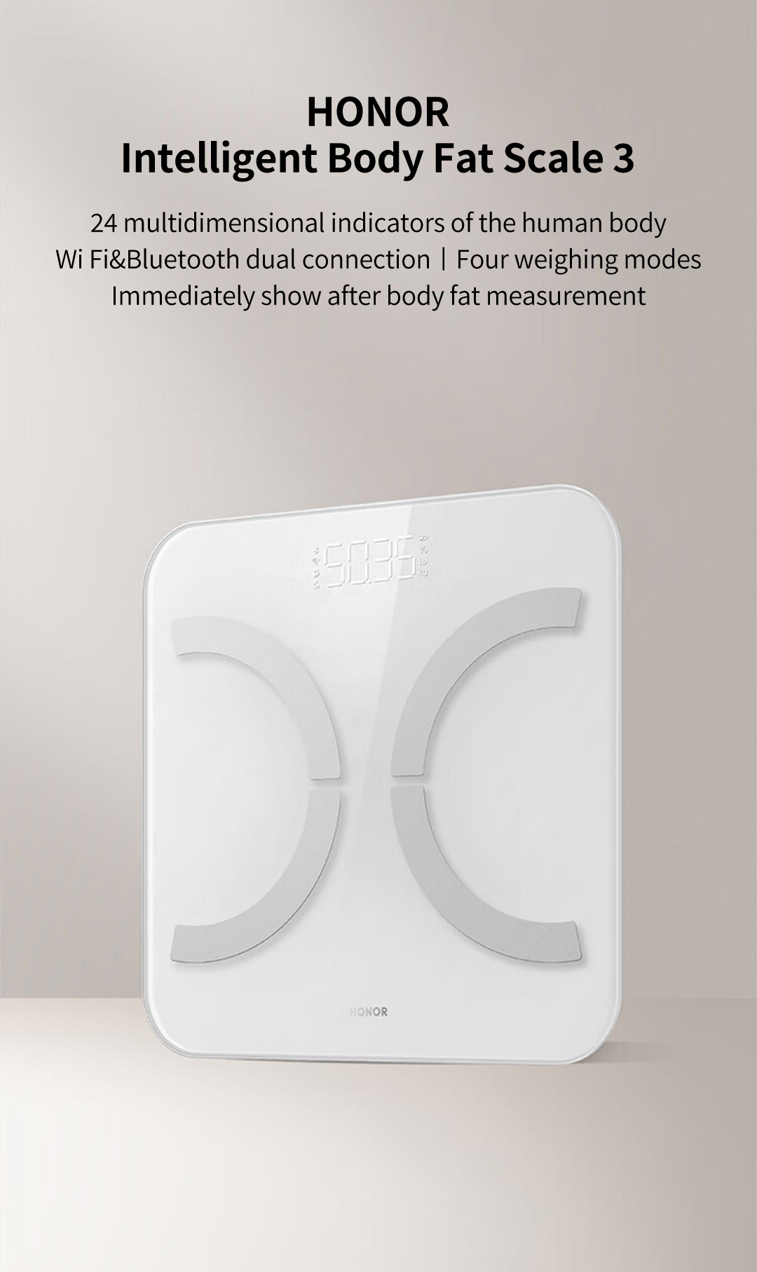 HONOR Smart Body Fat Scale 3 Wi-Fi/Bluetooth Connection 24 Physical ...
