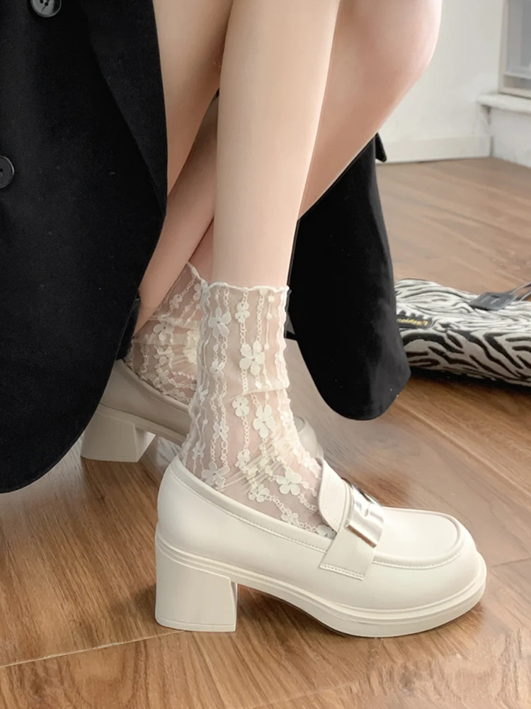 rench Lolita Socks - Sheer Mesh Ankle Socks for Women (Sweet & JK ...