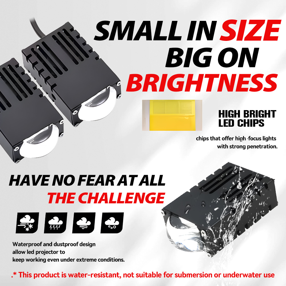 12V 24V Mini Bi LED Headlight Projector Light Reflector Lens Spotlight ...