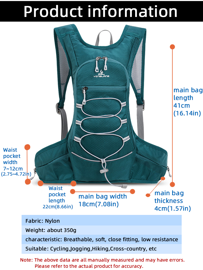 Running Marathon Bag 12L Sports Bag with 2L Water Bladder Cycling ...