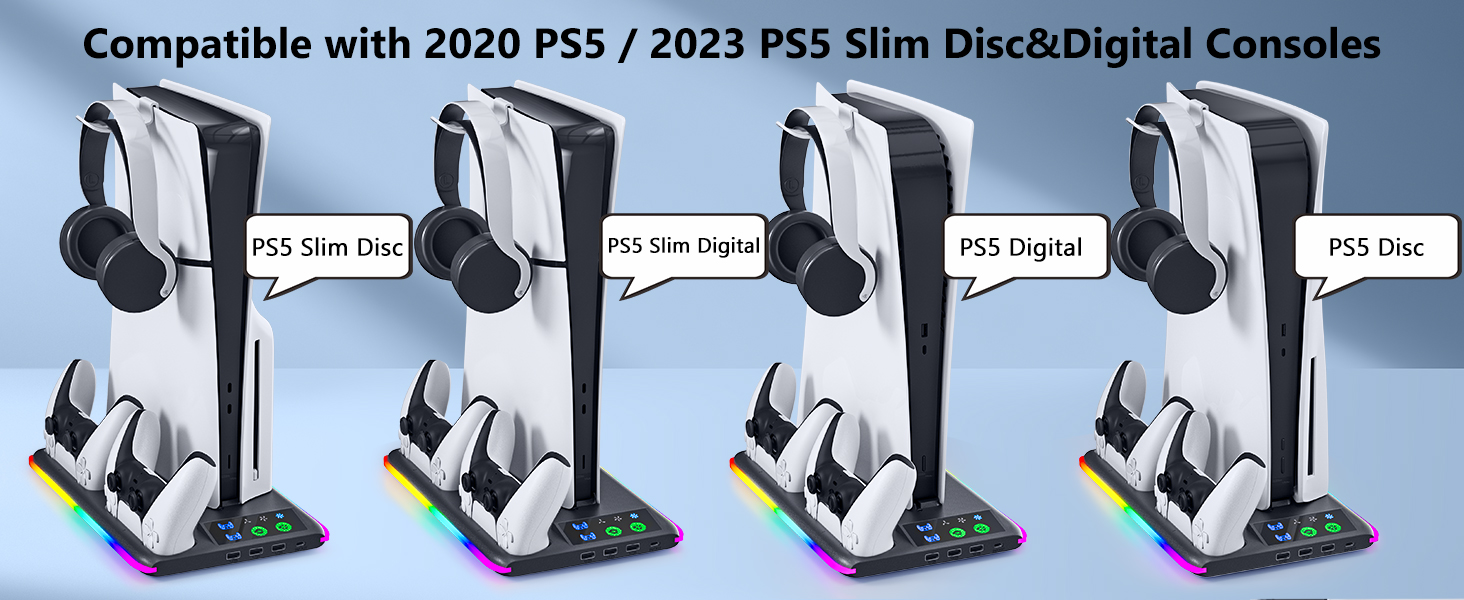 PS5 Fat/Pro/Slim Cooling & Charging Station,PS5 Stand for Disc ...