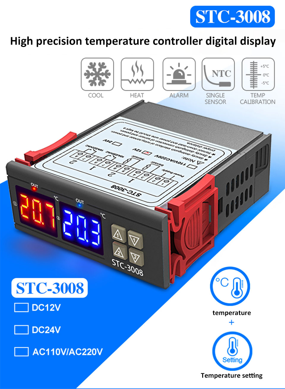 Dual Digital Temperature Controller Thermostat Thermoregulator ...