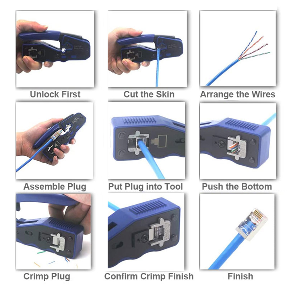 ZoeRax RJ45 Crimping Pliers Through-Hole Crimping Wire Cutters for ...