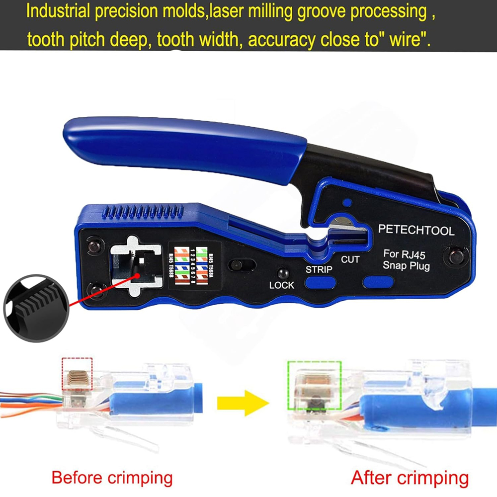 ZoeRax RJ45 Crimping Pliers Through-Hole Crimping Wire Cutters for ...