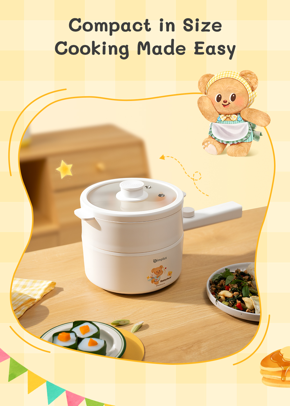 Simplus x Butterbear Electric Cooker 1.5L with Long Handle 630W Power ...