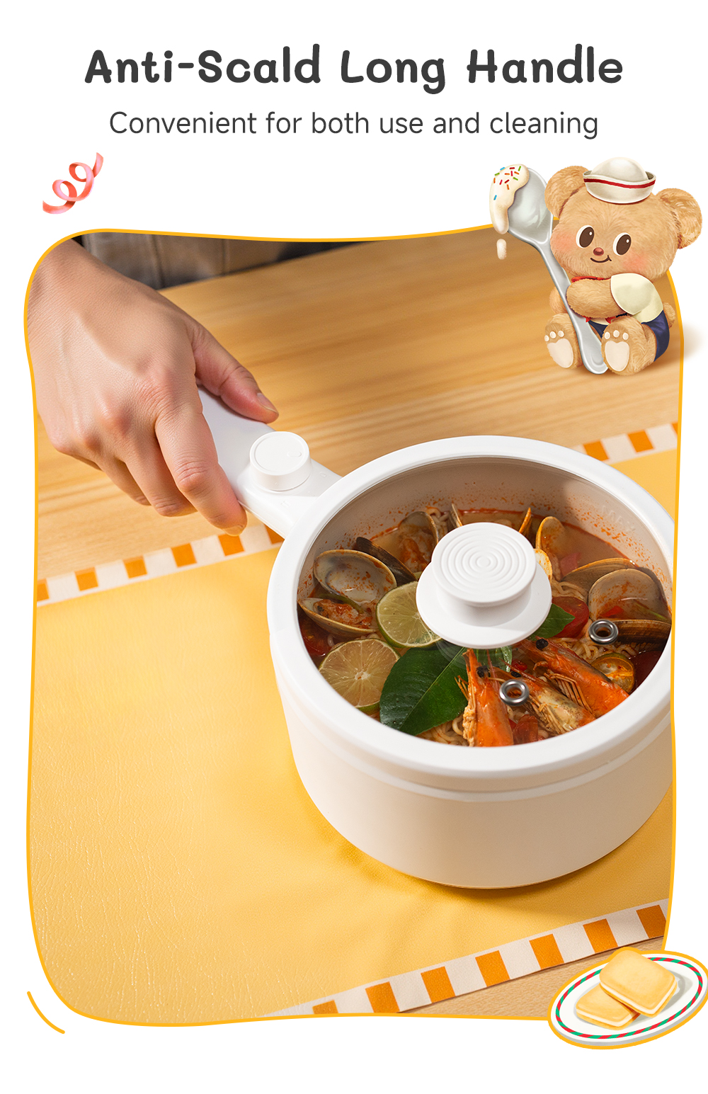 Simplus x Butterbear Electric Cooker 1.5L with Long Handle 630W Power ...