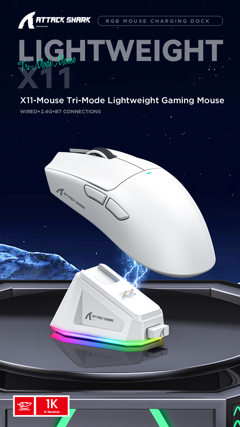 X11 wireless Mouse,PixArt PAW3311, Tri-Mode Connection, Touch Magnetic ...