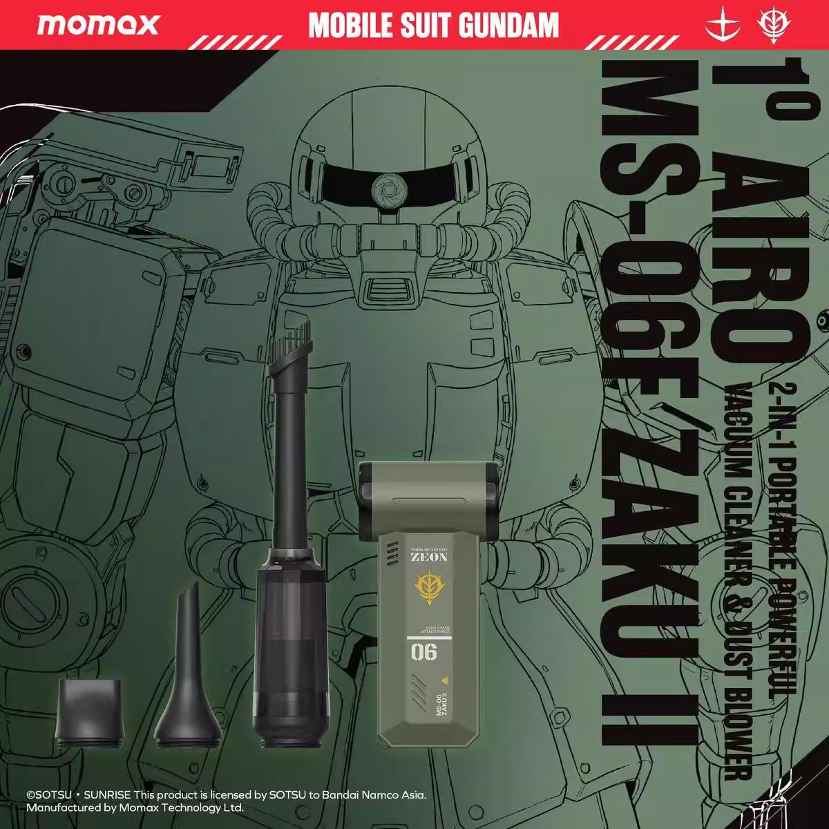 Momax - Gundam Airo 2-in-1 Wireless Handheld Turbo High Speed Fan and ...