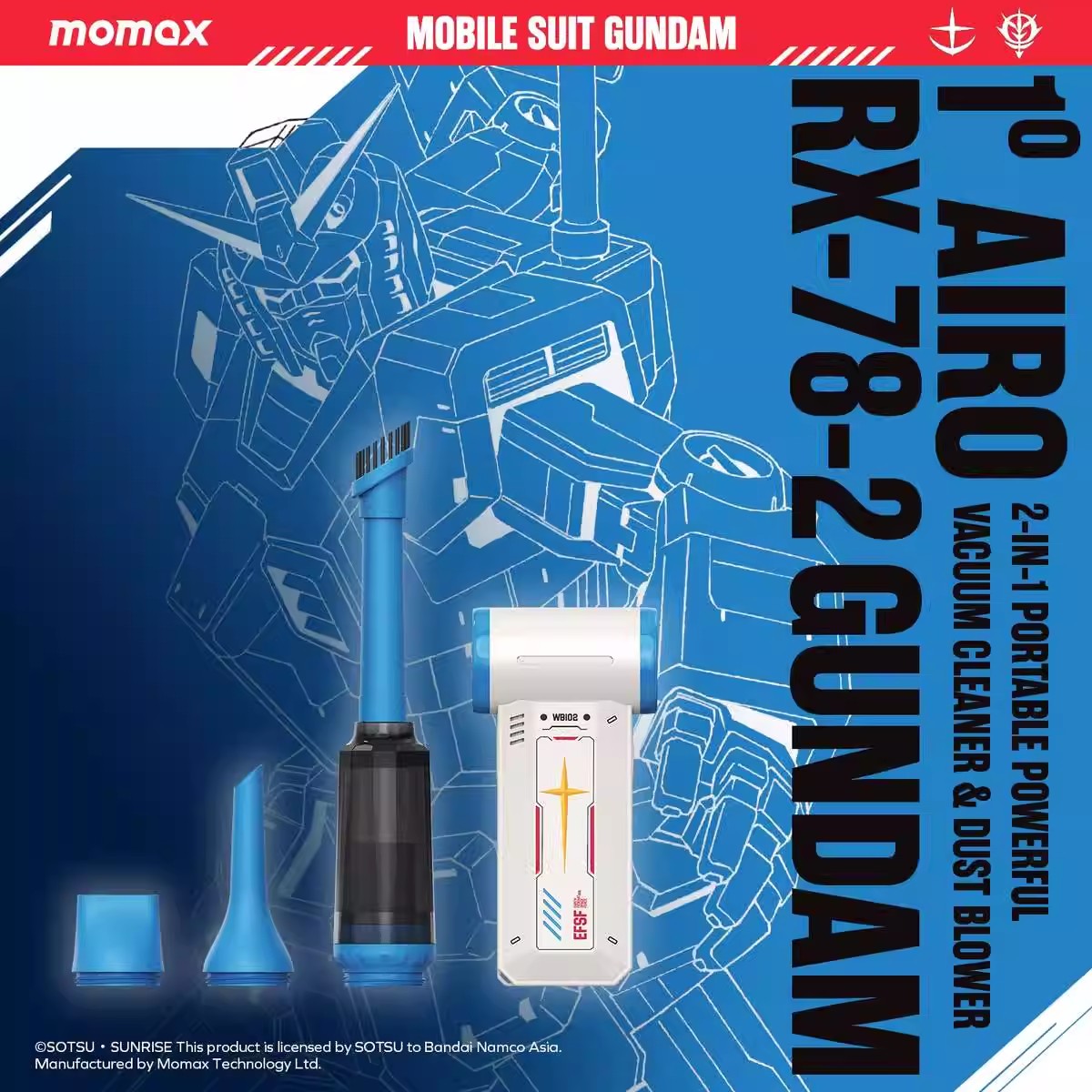 Momax - Gundam Airo 2-in-1 Wireless Handheld Turbo High Speed Fan and ...