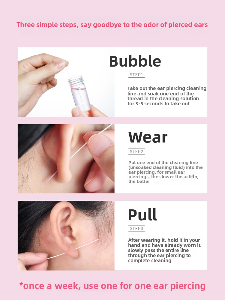 Ear Piercing Cleaning Threads 70 Strands + Ear Piercing Cleaning ...