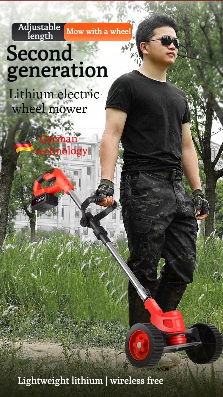 BOHU cordless lawn mower Mesin Rumput 599VF Bateri Lawn Mower Cordless ...