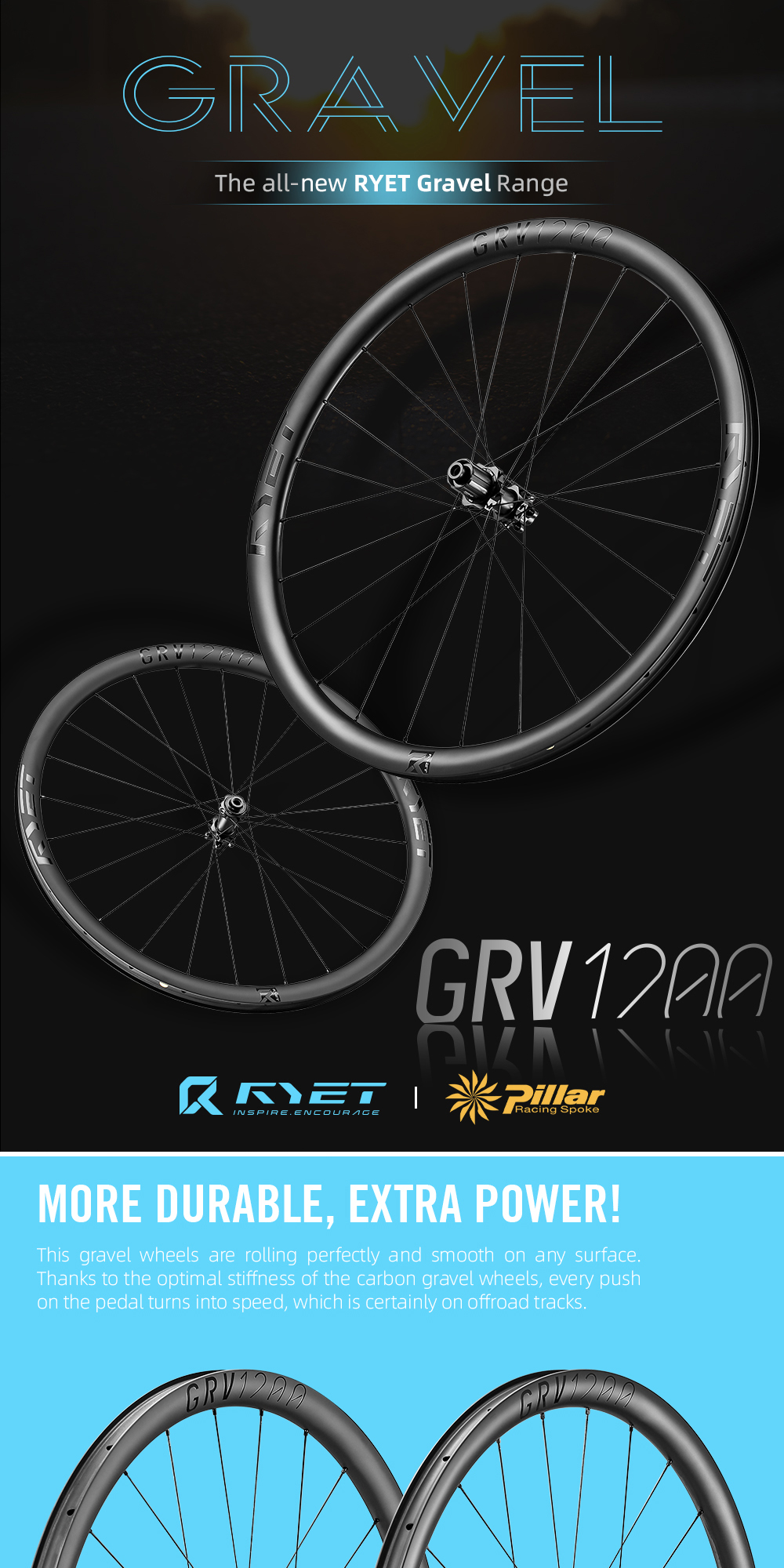 RYET 700C GRAVEL Carbon Wheelsets Disc Brake Cyclocross Tubeless Carbon ...