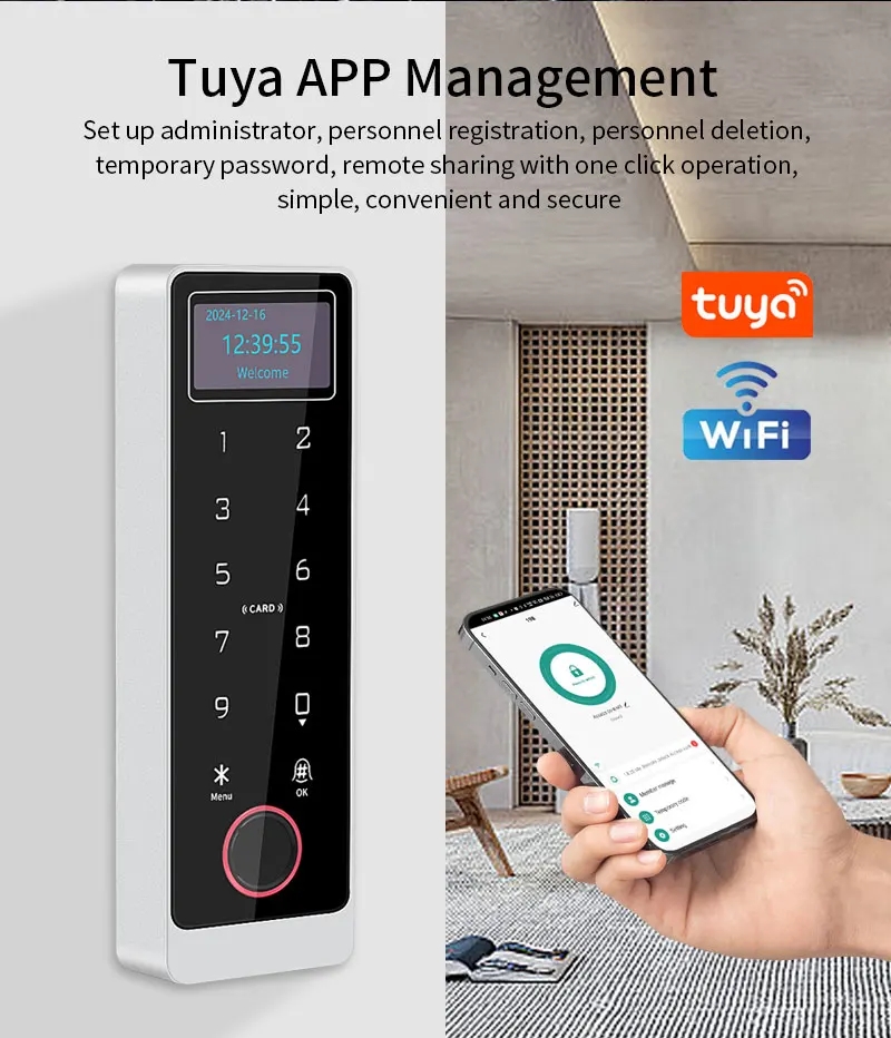 LCD Screen Tuya Access Control Wifi Mobile APP Remote Door Lock ...