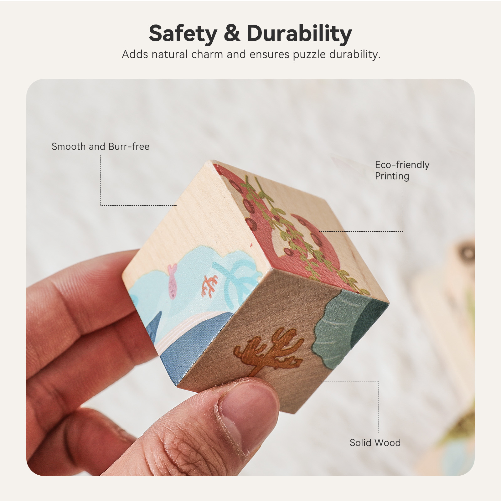 Wooden Four Sided Puzzle Three-Dimensional Animal Assembly Children's ...