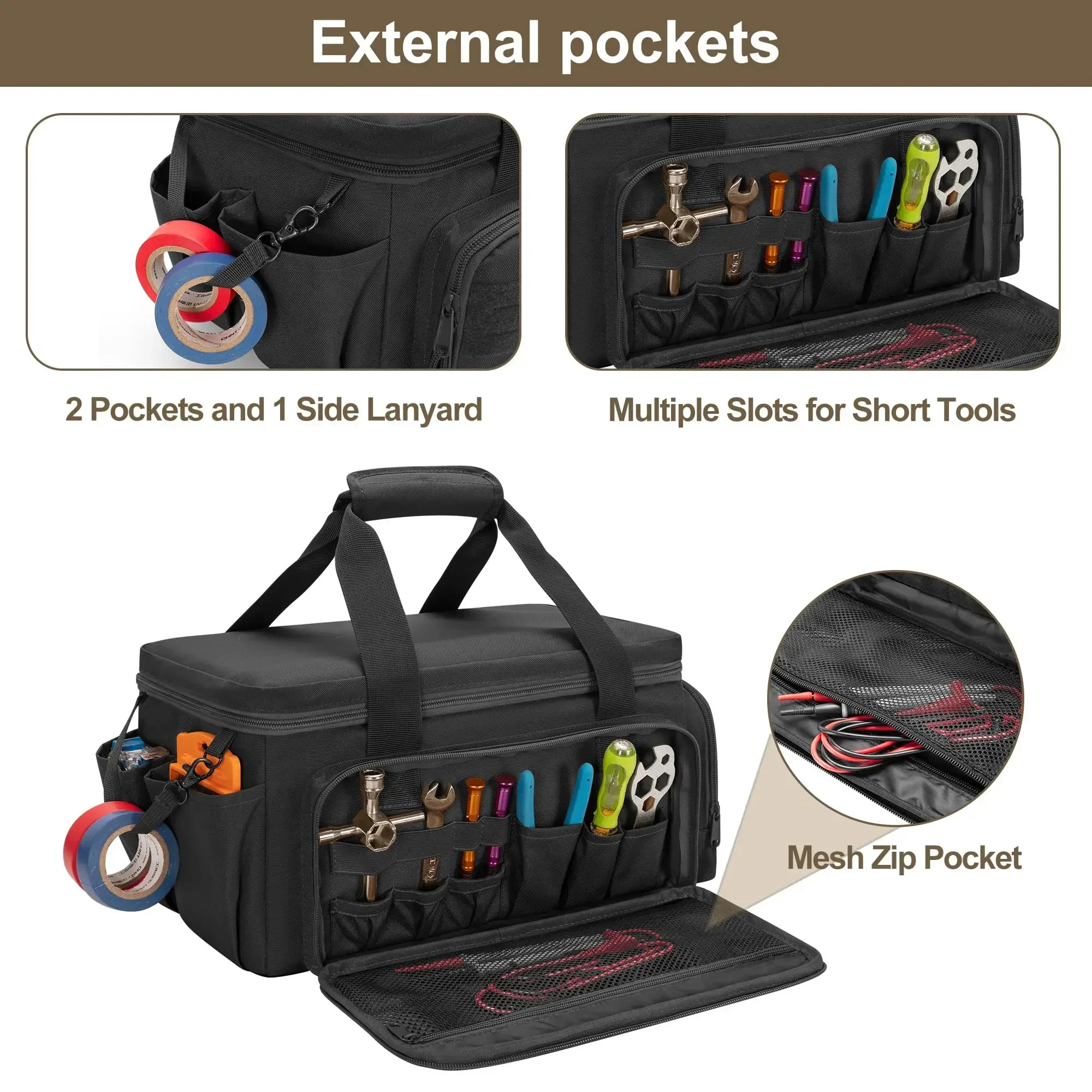 14" Heavy Duty Tactical Tool Box Set Non-Slip Base Work Organizer for ...