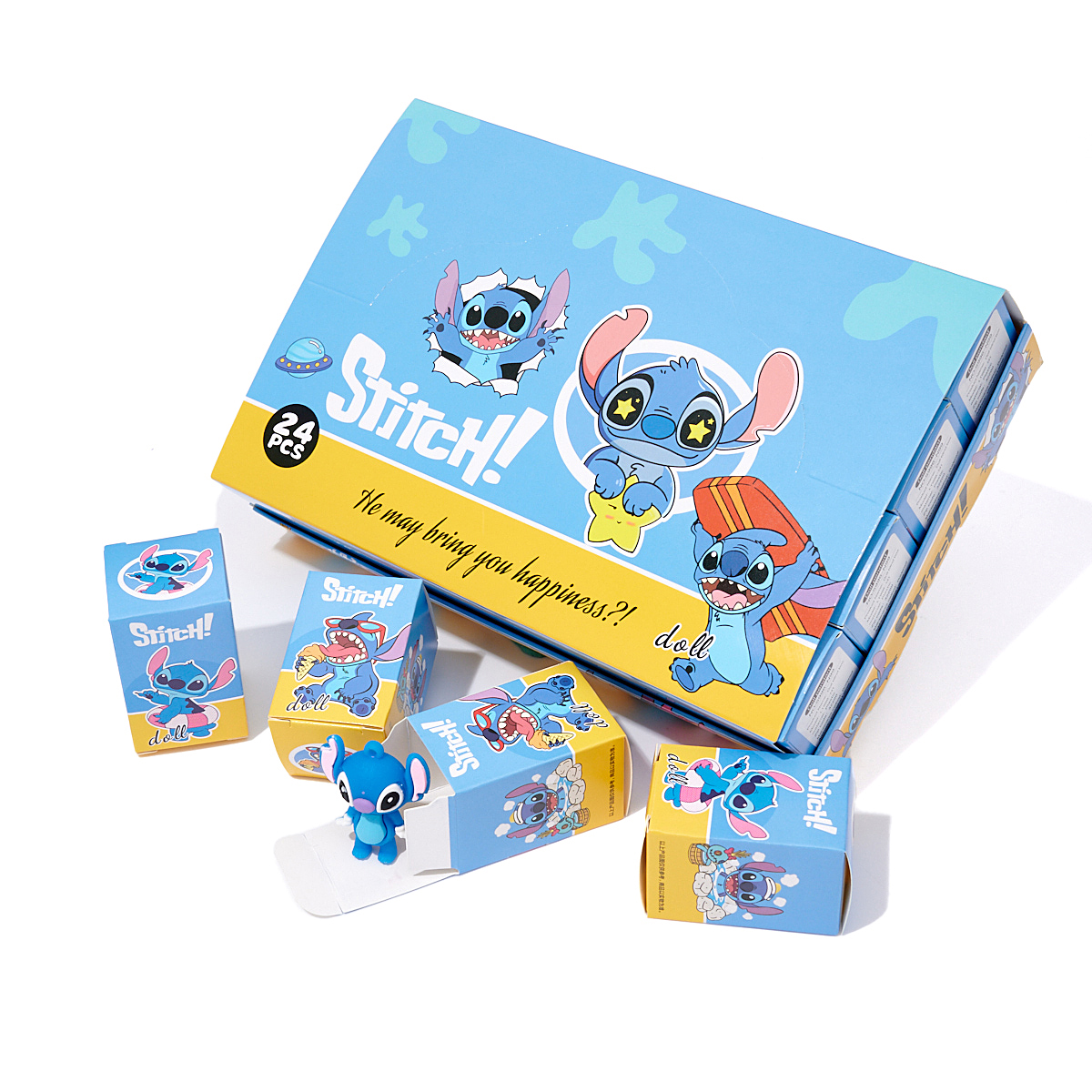 24 Stitch keychain blind box Disney key ring Figure mini gift cute ...