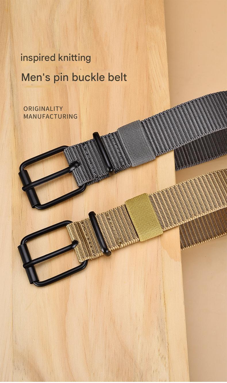 Men's Casual Nylon Canvas Belt | Square Alloy Buckle Adjustable ...