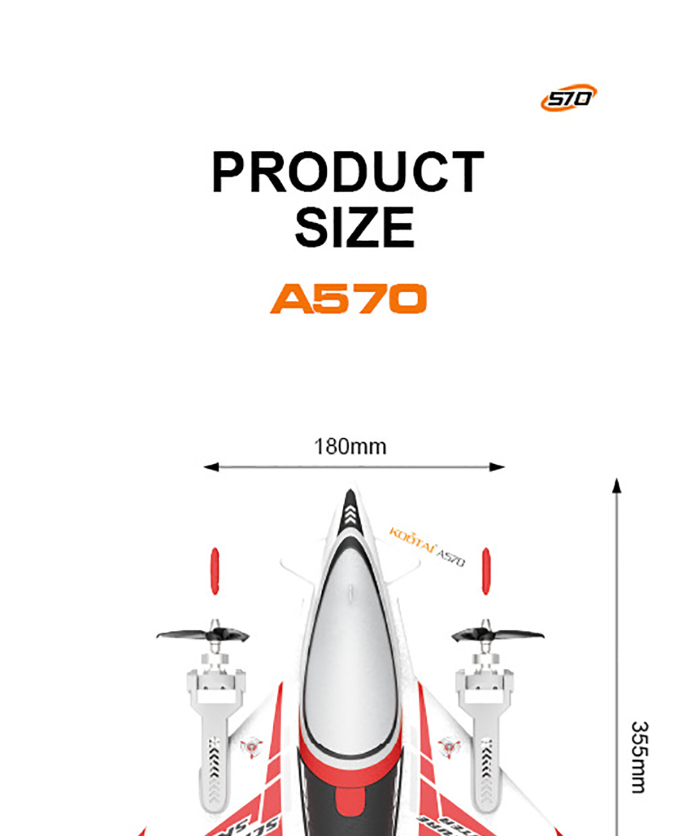 KOOTAI A570 RC Airplane 8CH Glider 3-axis Vector Aircraft 1000mAh EPP 6 ...