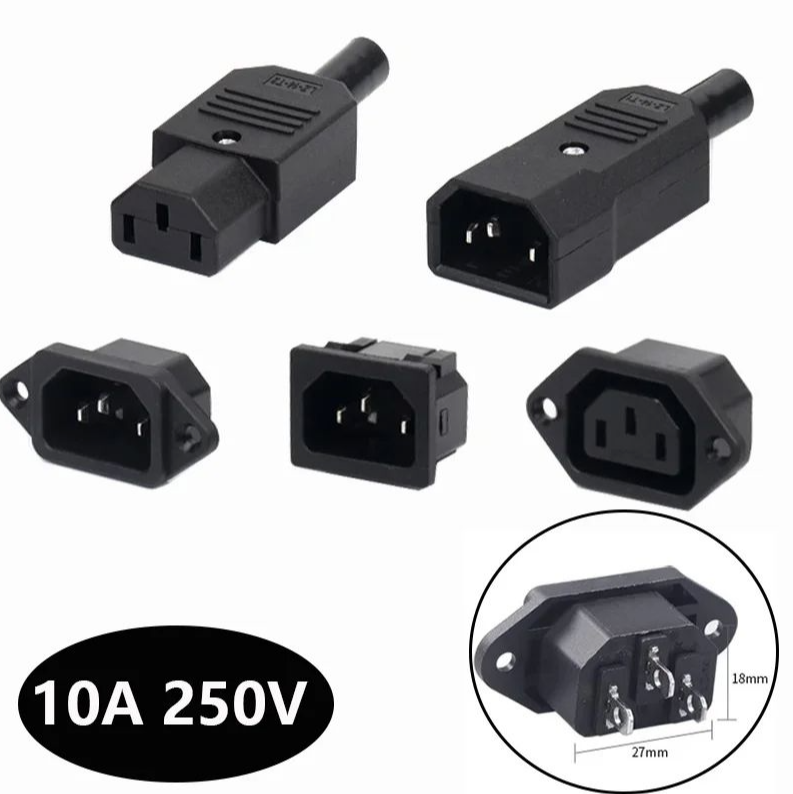 2pcs/lot IEC320 10A 250V Black Male female docking Plug Connector ...