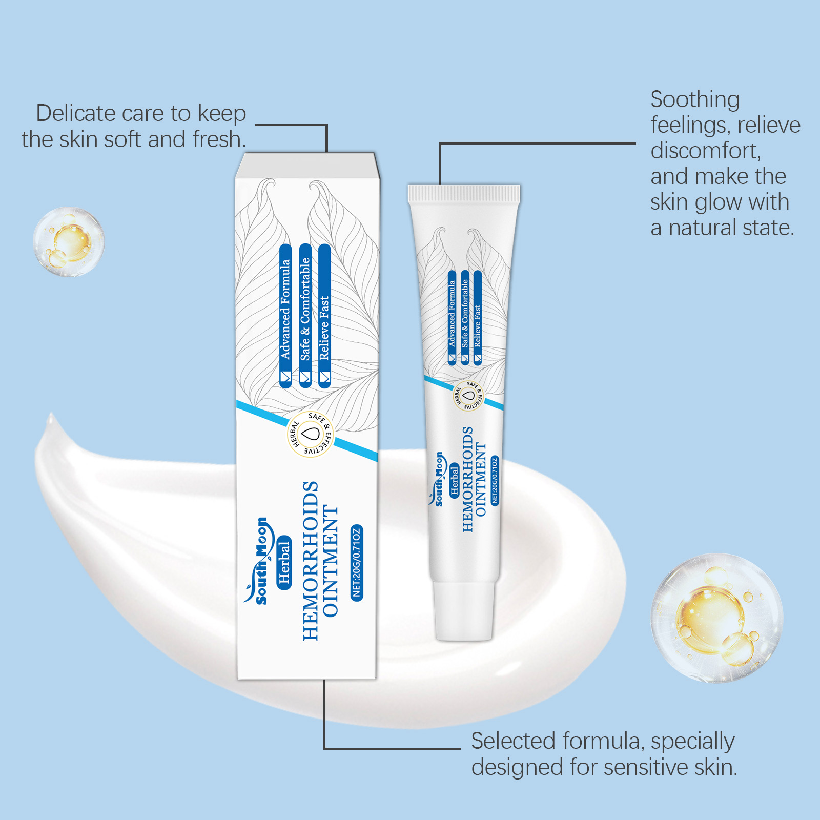 South Moon Pure Herbal Hemorrhoid Removal Cream External Internal Mixed ...