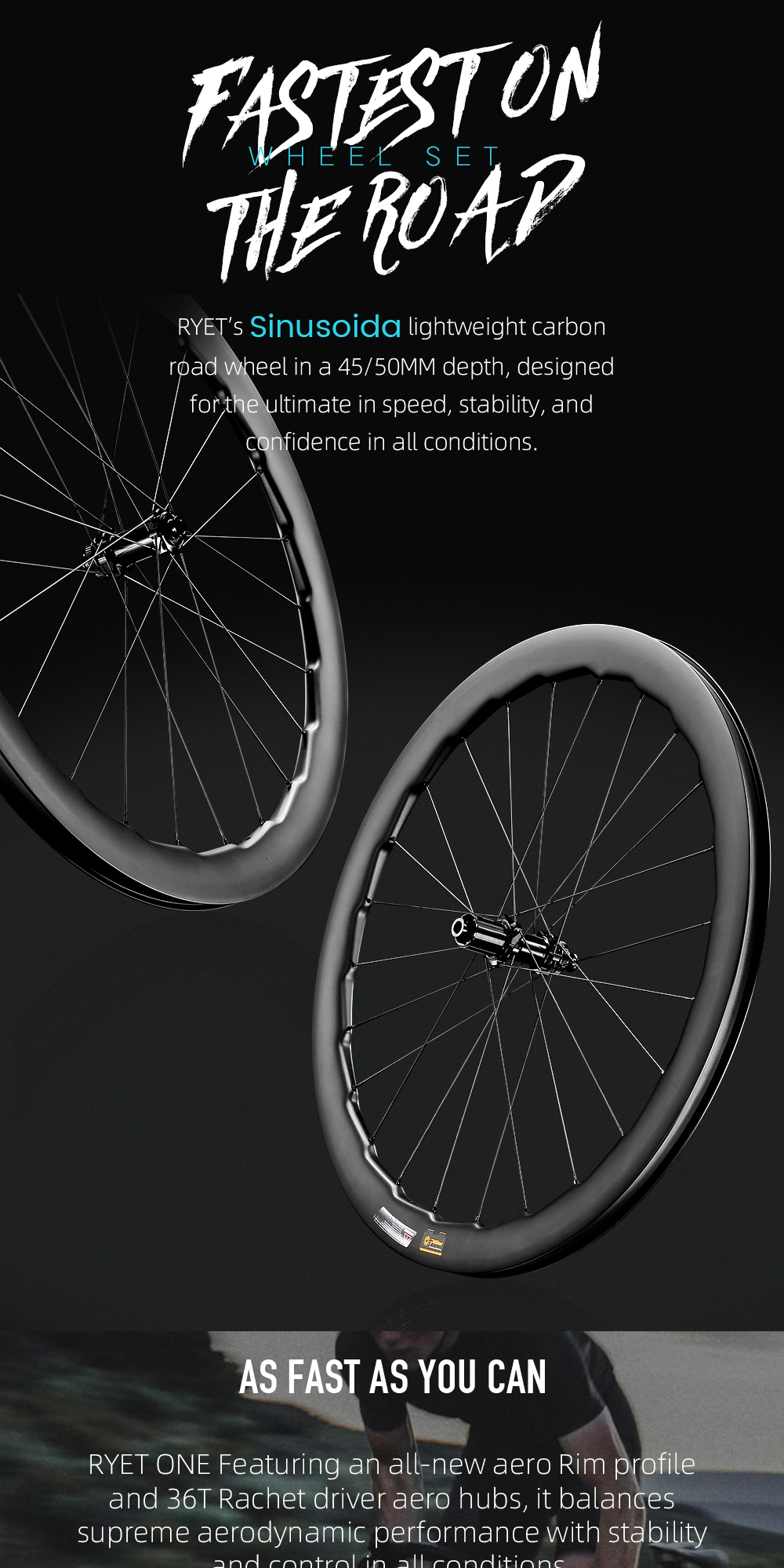 RYET Wheelset Carbon 700C Road Carbon Wheels Sinusoidal Bicycle Rimsets Tubless Clincher Disc ...