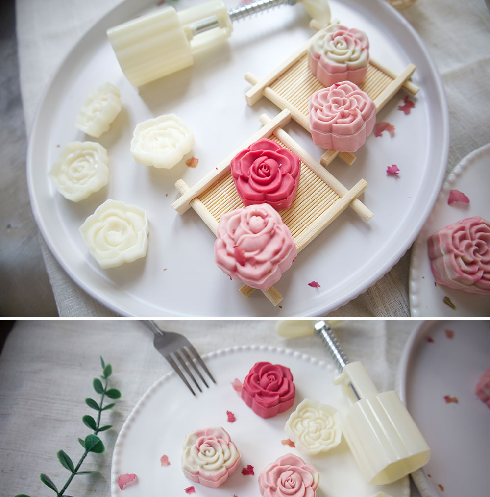 4Pcs/Set 30g 50g Mid-Autumn Mooncake Press Mold Chinese Rose Flower ...