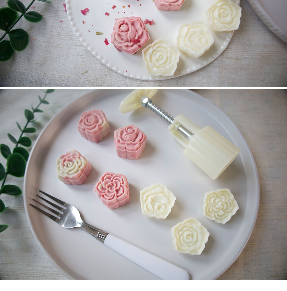4Pcs/Set 30g 50g Mid-Autumn Mooncake Press Mold Chinese Rose Flower ...