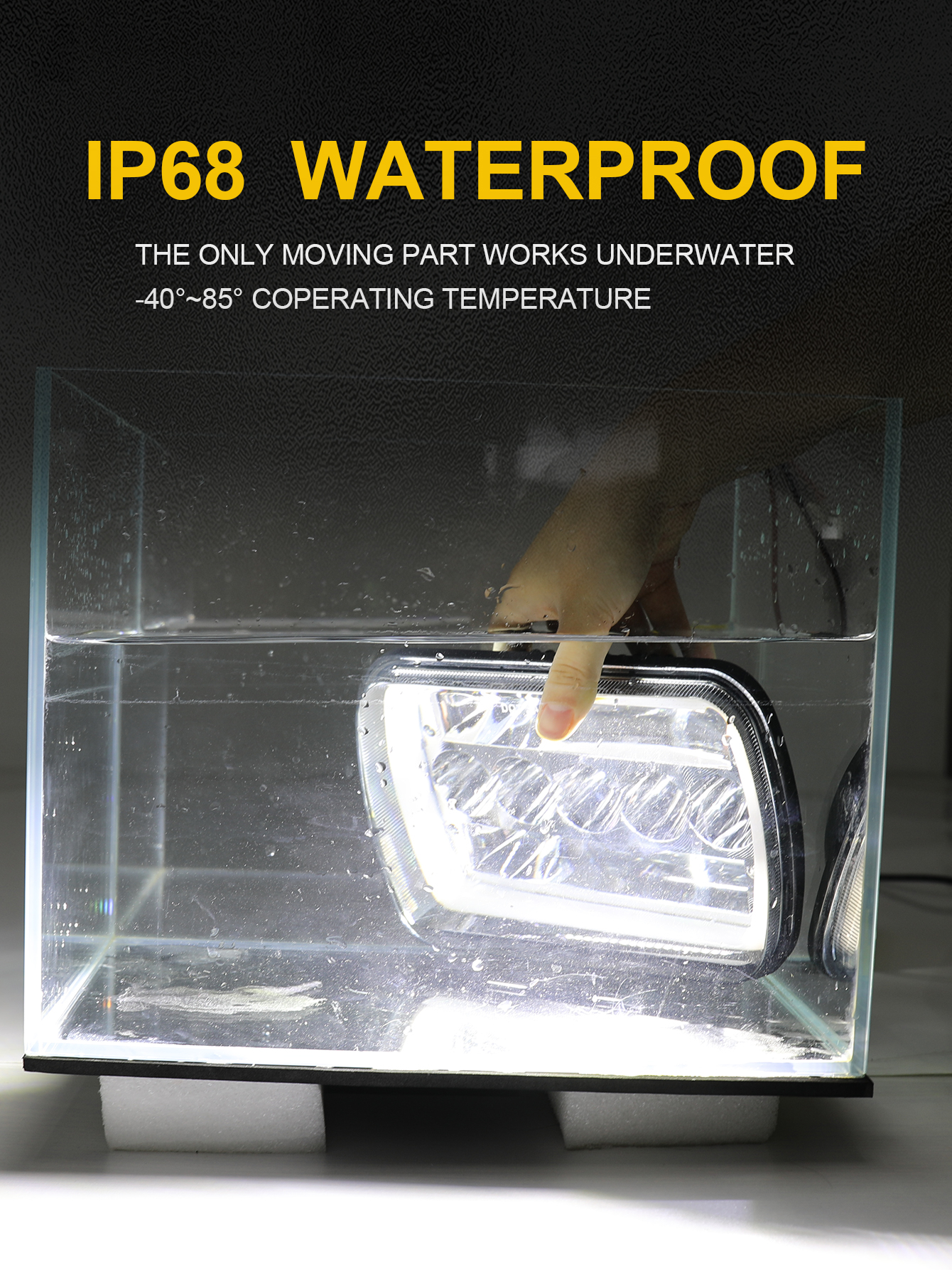 5X7 7X6 Inch Square Light Led Headlight White / Amber DRL Turn Light Hi/Low Combo Beam for Jeep ...