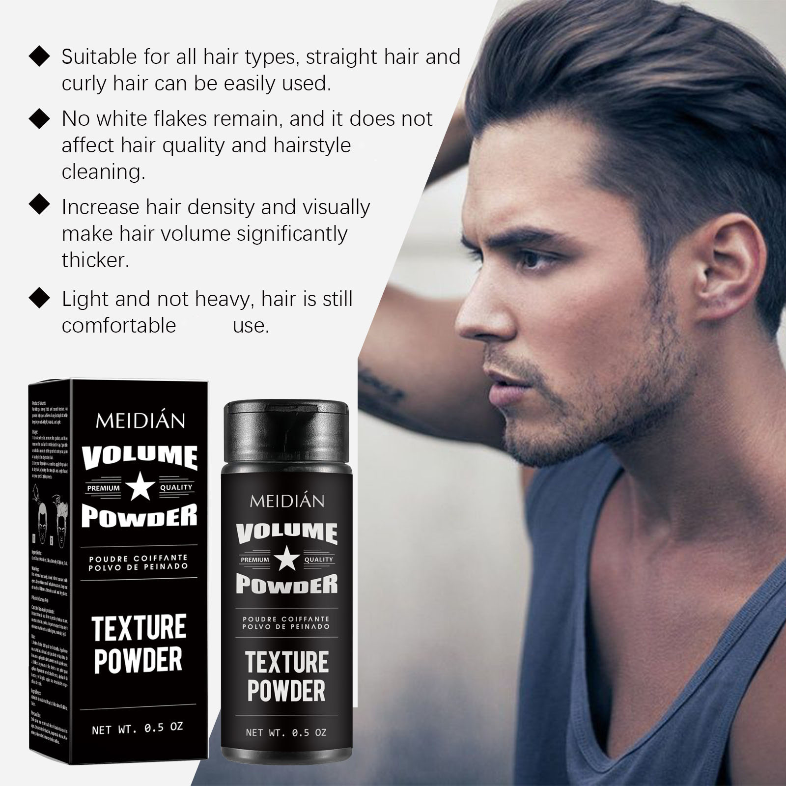 Fluffy Hair Shaping Powder for Men, Ultra-Lightweight Hair Volumizer ...