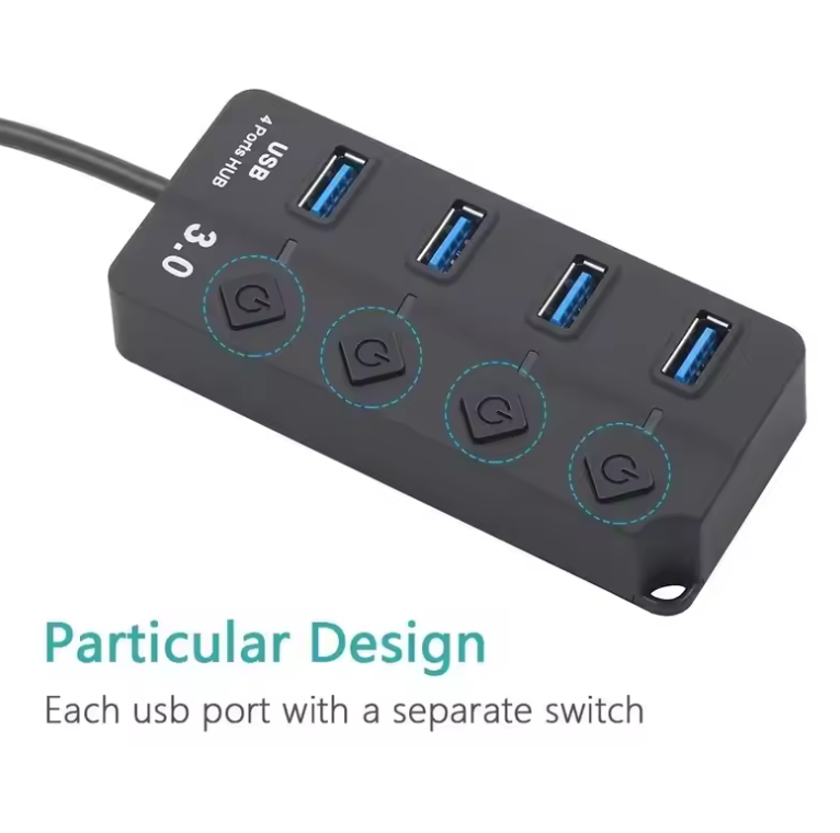 USB Port HUB 4in1 USB Splitter Adapter Multi Independent Switch Dock ...
