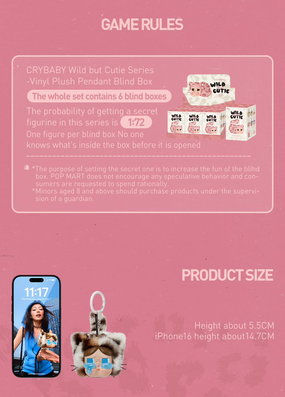 POP MART CRYBABY Wild but Cutie Series - Vinyl Plush Pendant Blind Box ...