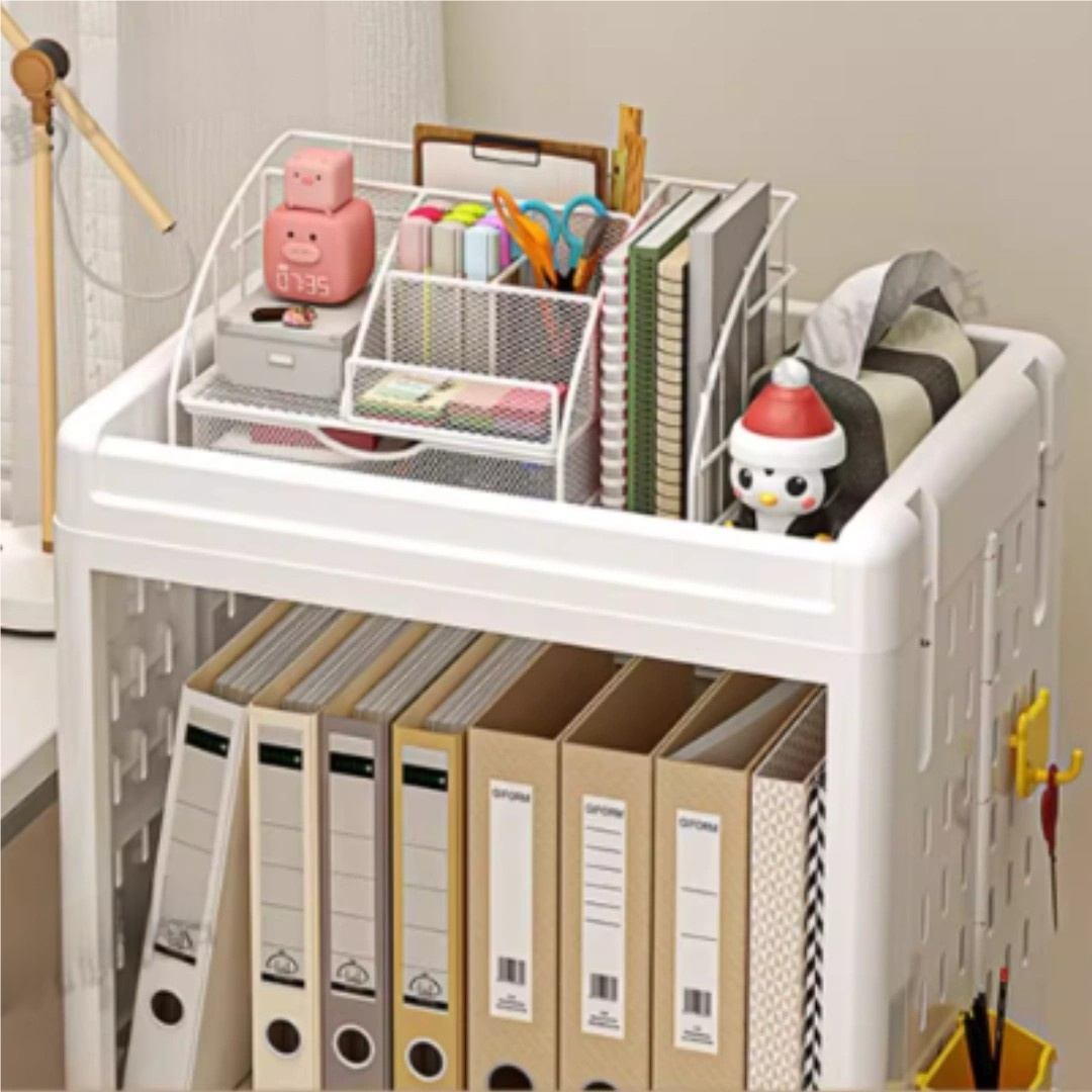 Foldable 1-7 Tier Office Trolley Cart A4 File Organizer + PP Plastic ...