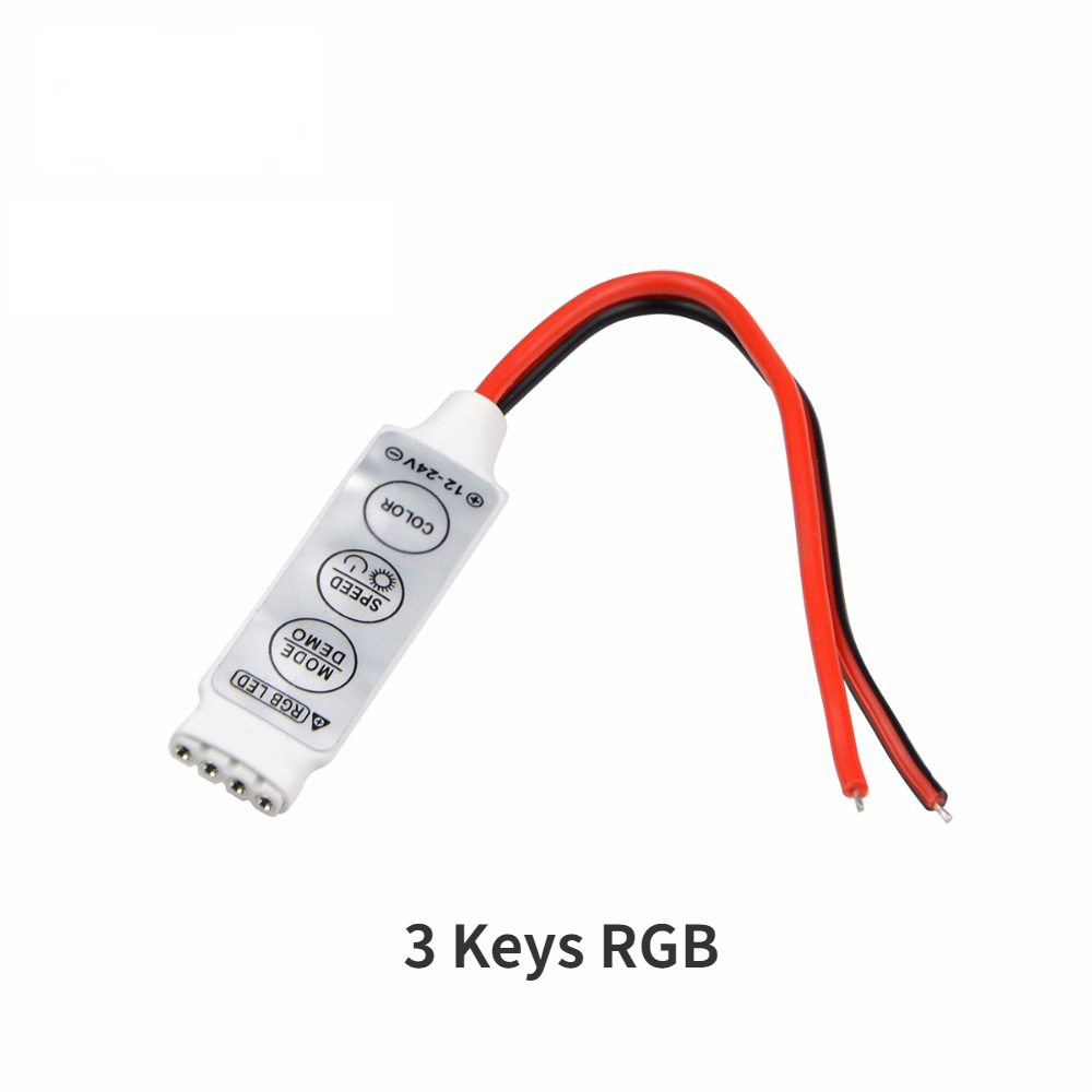 DC 12V 24V Mini 3 Keys Dimmer Single Color or RGB LED Controller ...