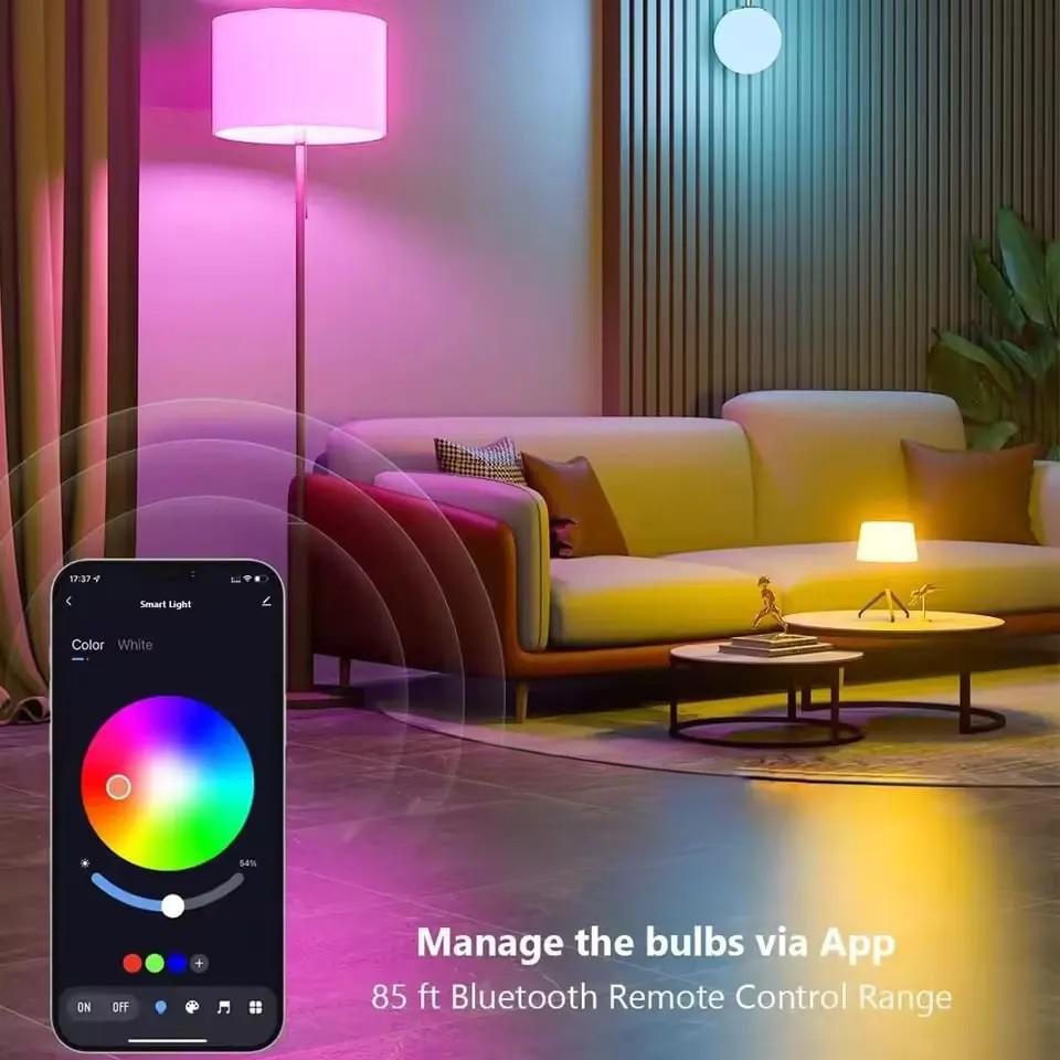 E27 LED Smart Bulb RGB Tuya Lamp Bluetooth APP Control Dimmable Ampoule ...