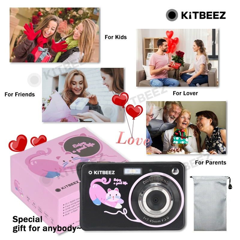 KiTBEEZ KC-1 CCD Retro Camera 48MP 16X Digital Zoom 2.7inch Anti-shake ...