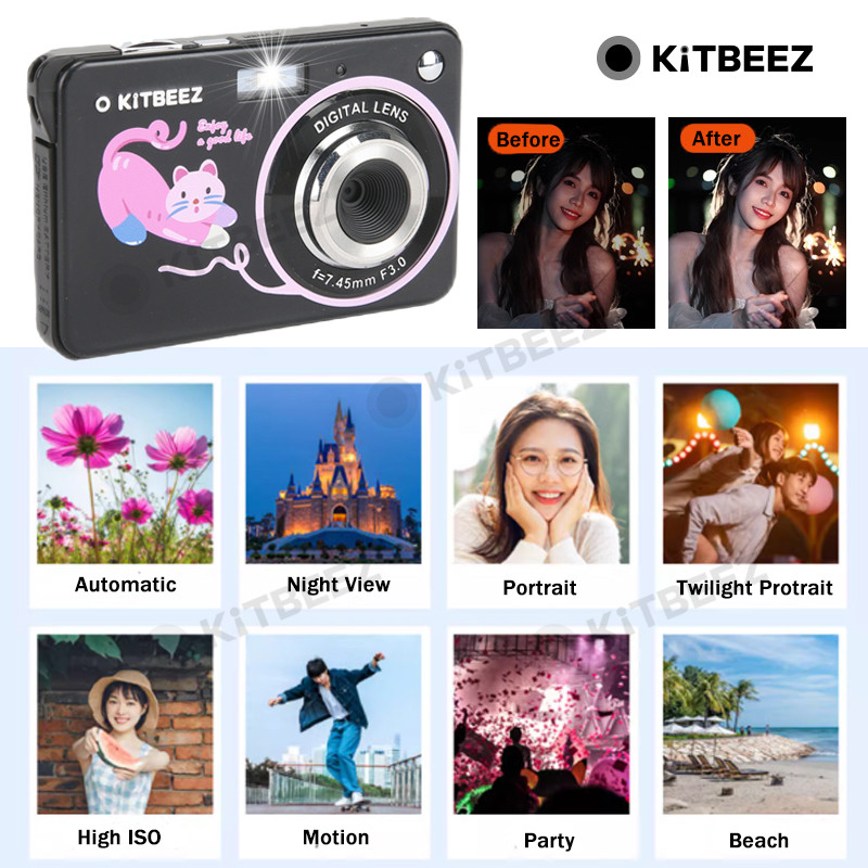 KiTBEEZ KC-1 CCD Retro Camera 48MP 16X Digital Zoom 2.7inch Anti-shake ...