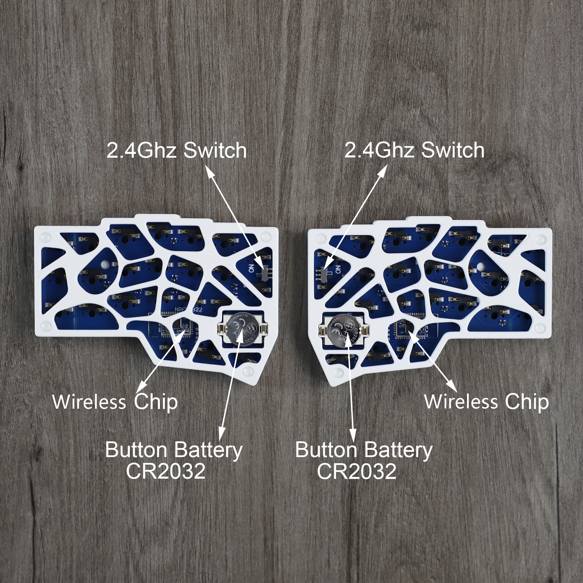 YMDK 2.4Ghz Wireless Split Corne V4.1 46 Ergonomic Hotswappable 40% Layout 3D Resin Vial All Key ...