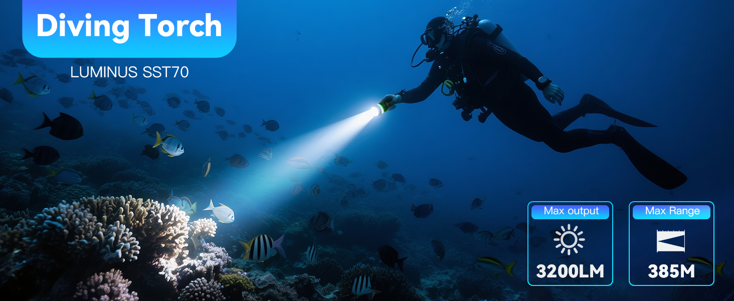 Sofirn SD08 SST70 LED 3200 Lumens Dive Light USB-C Rechargeable Twist On/Off Pro Underwater Gear ...