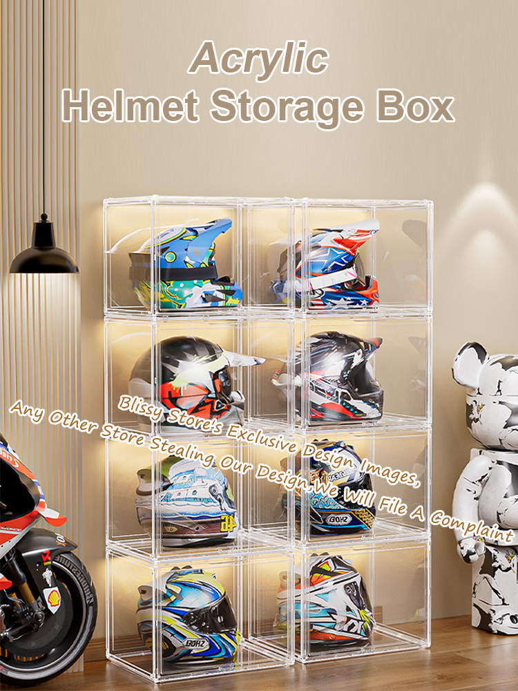 DUOZAN Transparent Helmet Storage Box Acrylic Display Box Cabinet ...