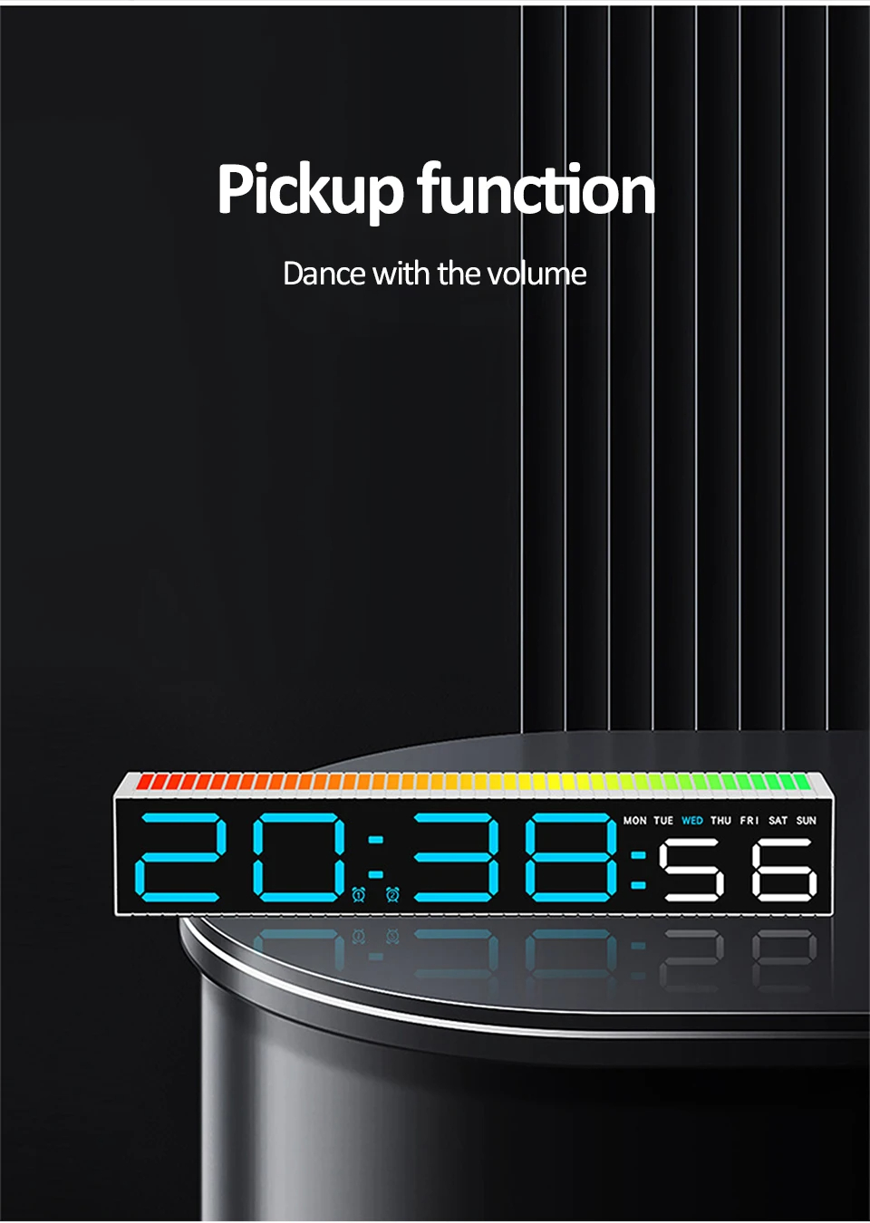 Digital Pickup LED Clocks Rechargeable Dual Alarm Table Clock with 3 ...