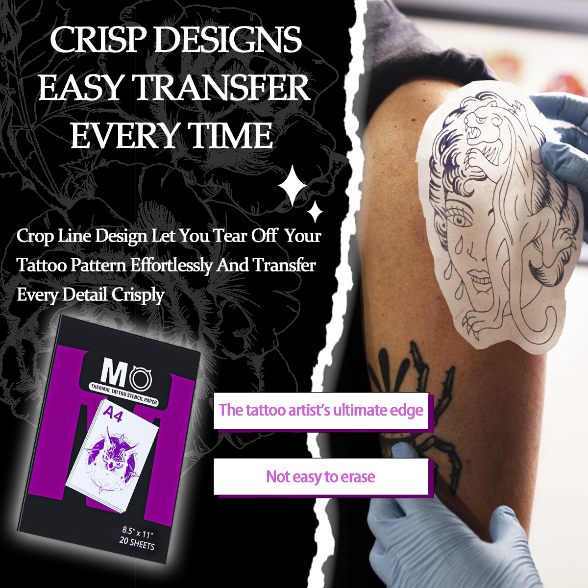 20pcs/box MO Professional Tattoo Transfer Paper A4 Size Thermal Tattoo ...