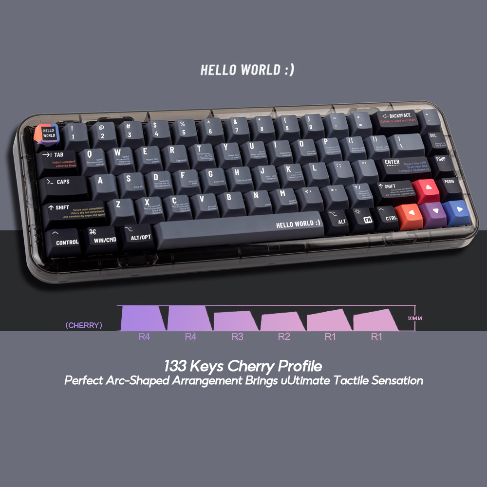 Programmer-996 Black Keycaps 133key PBT Set Cherry Profile Keycaps ...