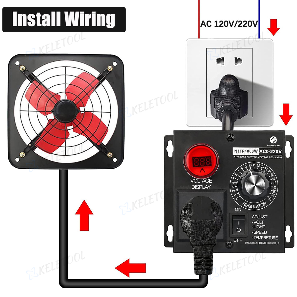 10000W Variable Voltage Controller Scr Voltage Regulator AC 220V ...