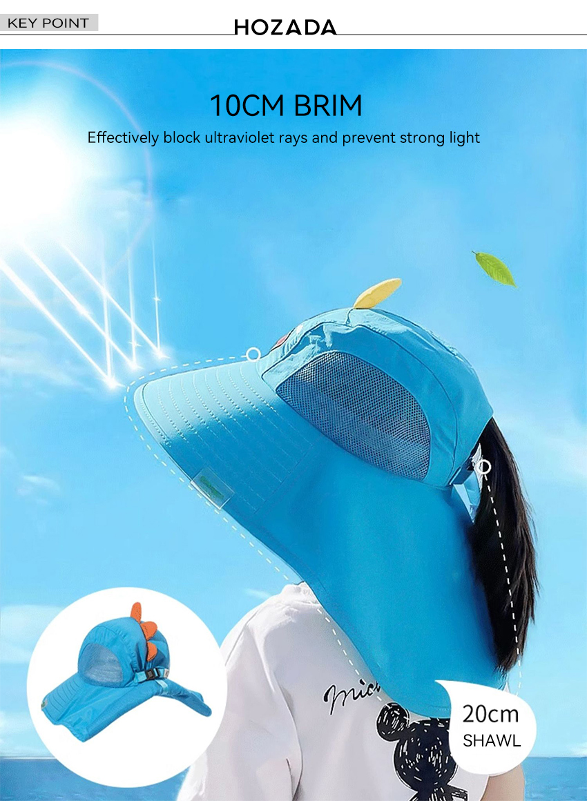 HOZADA Kids Sun Cap Children Beach Hat Travel Sun Hat Casual Fishermen ...