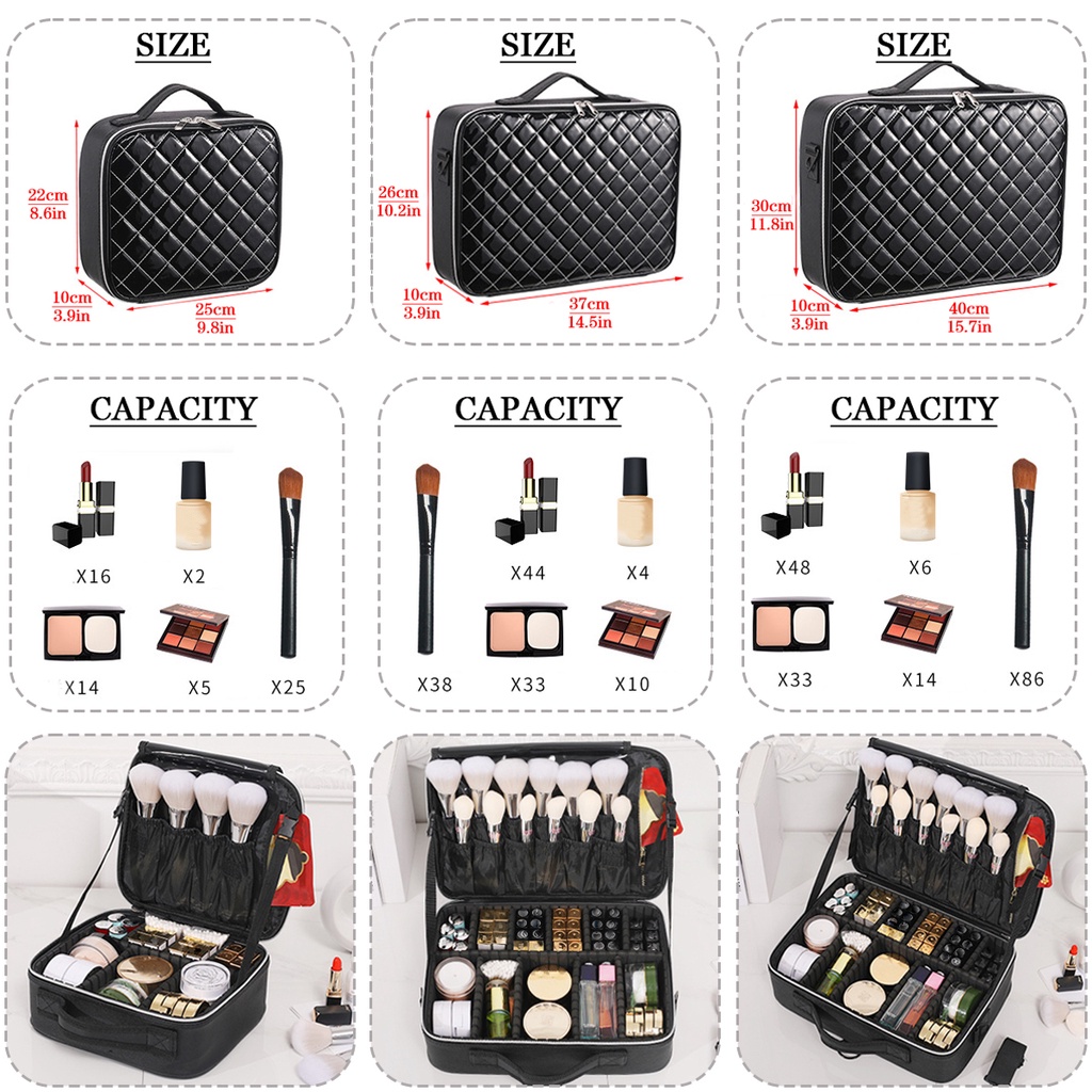 ⭐Next-Day Delivery⭐Large Three-layer Travel Makeup Storage Case ...
