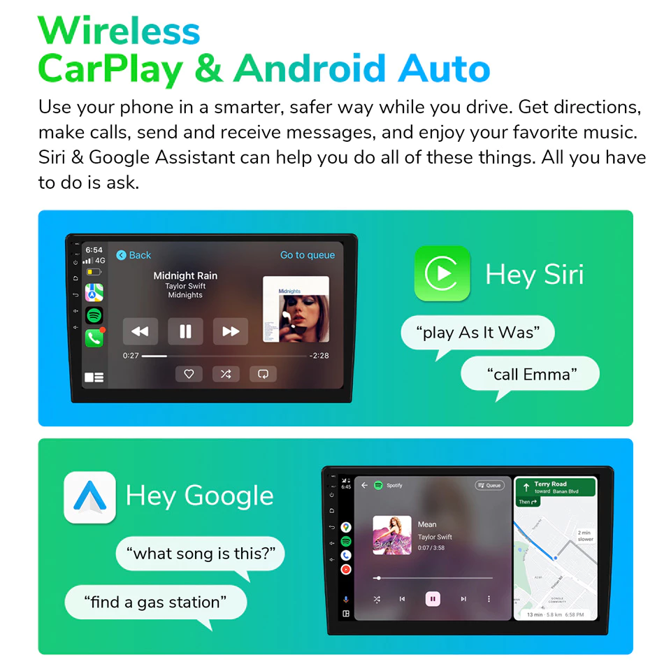 ESSGOO 6+128GB QLED Screen Carplay Android Auto 7"/9"/10" 2 Din Car Multimedia MP5 Player Built ...